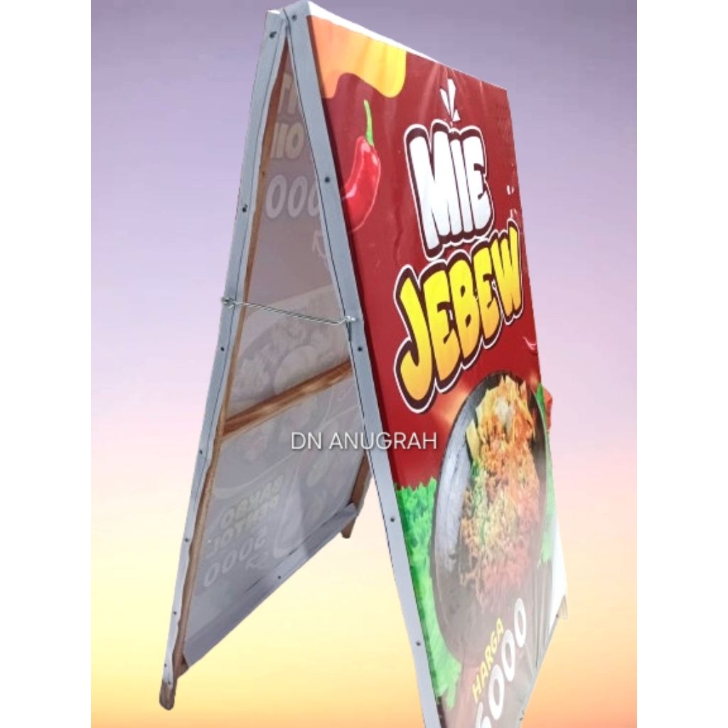 Jual standing rangka rak banner kayu lipat 2 sisi engsel baut dan ...