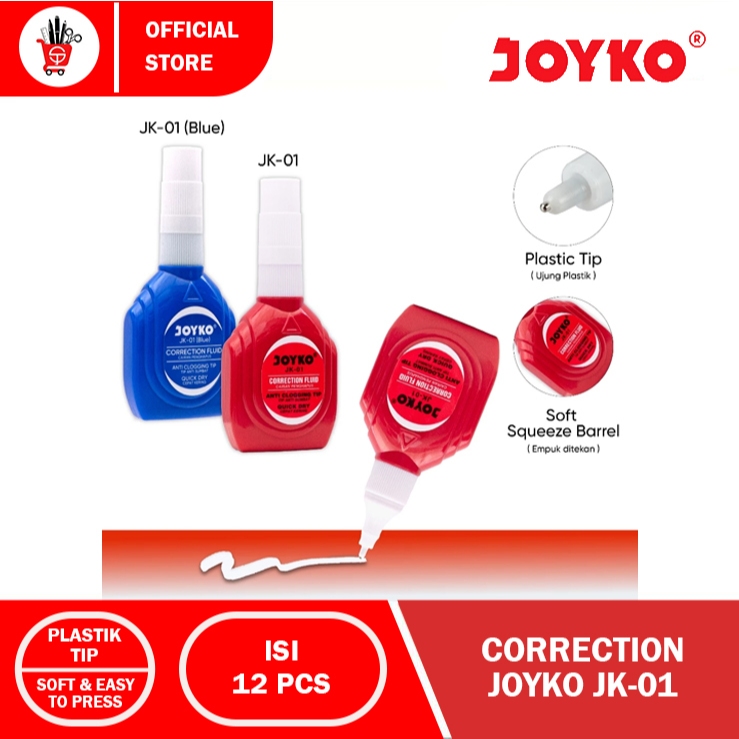Jual Stipo | Tip-ex | Correction Fluid Joyko JK-01 RED & BLUE (1pcs ...