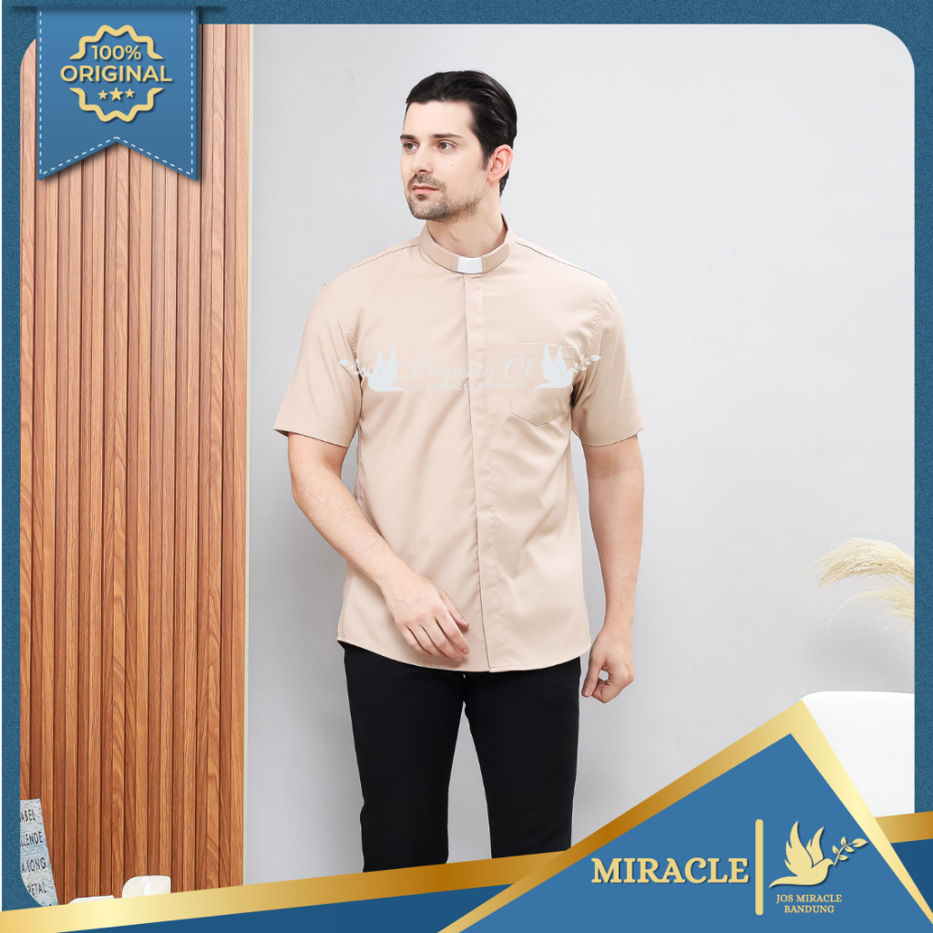 Jual Pendeta - Kemeja Collar Pria Premium - Pendek Polos - Jos Miracle ...