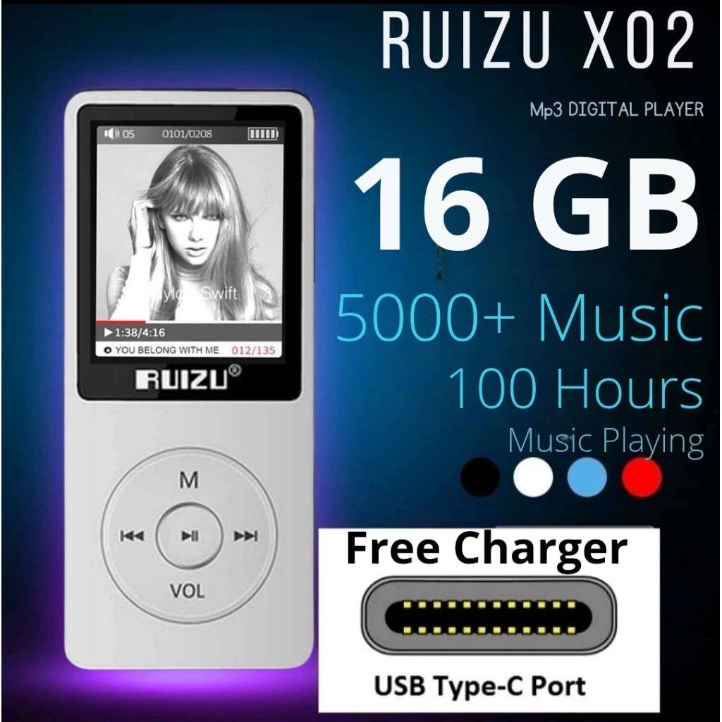 Jual Ruizu X02 USB Type C Ultrathin MP3 Player Musik 1.8in Radio FM ...