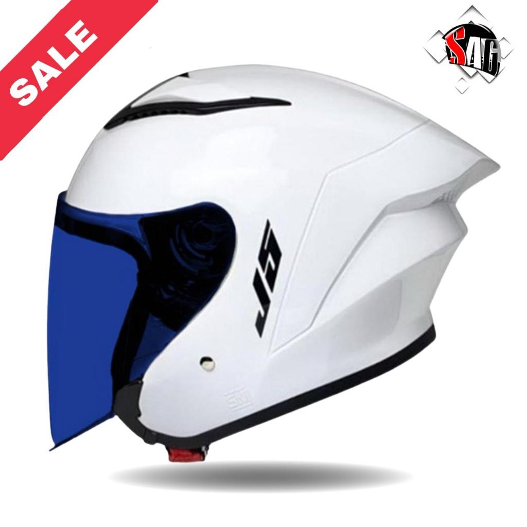 Jual Helm Half Face MLA ST15 SNI Visor BLUE IRIDIUM hitam clear sni mla ...