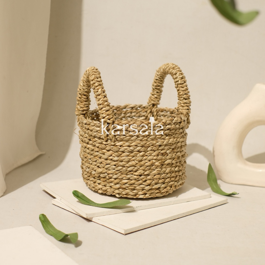 Jual KARSALA Cyra Mini Basket | Hampers Box Cover Pot Anyaman Seagrass ...