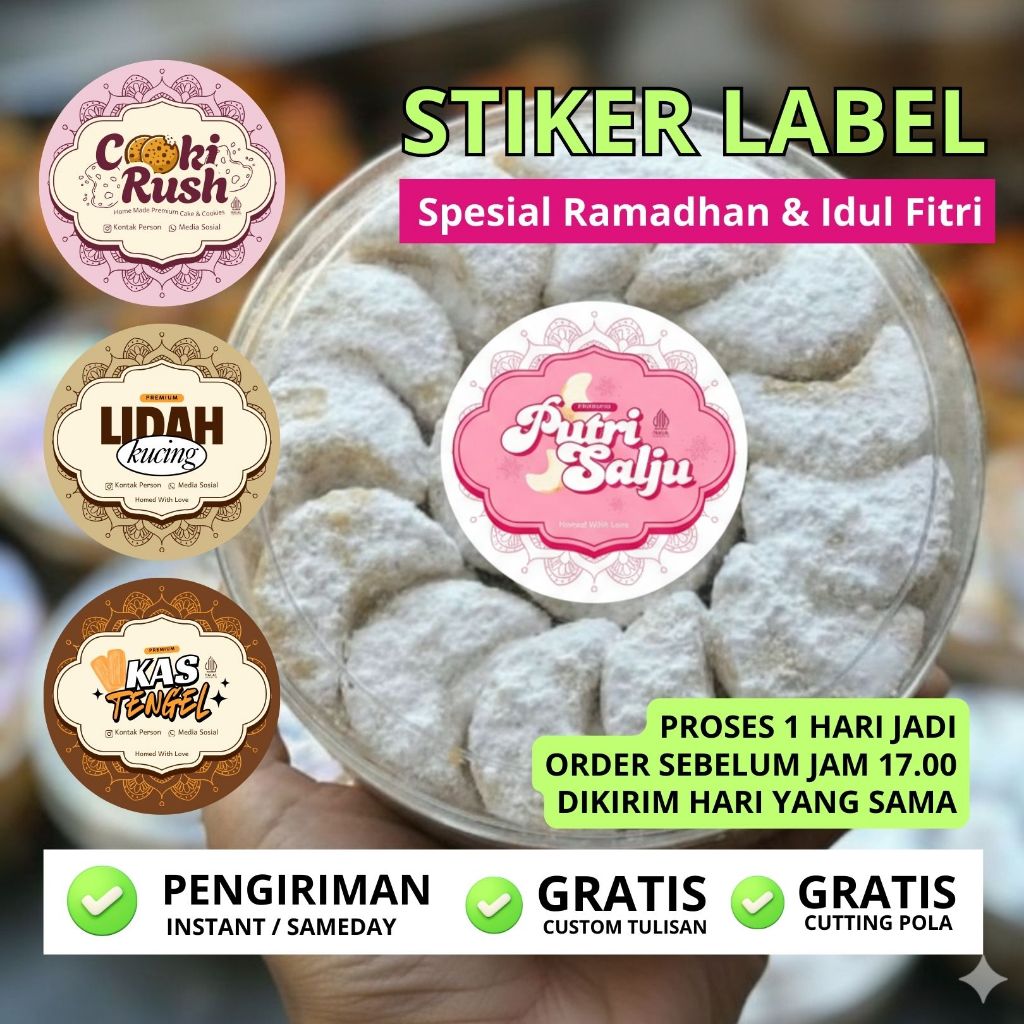 Jual Stiker Label Kemasan Kue Stiker Nastar Toples Stiker Kue Kering ...