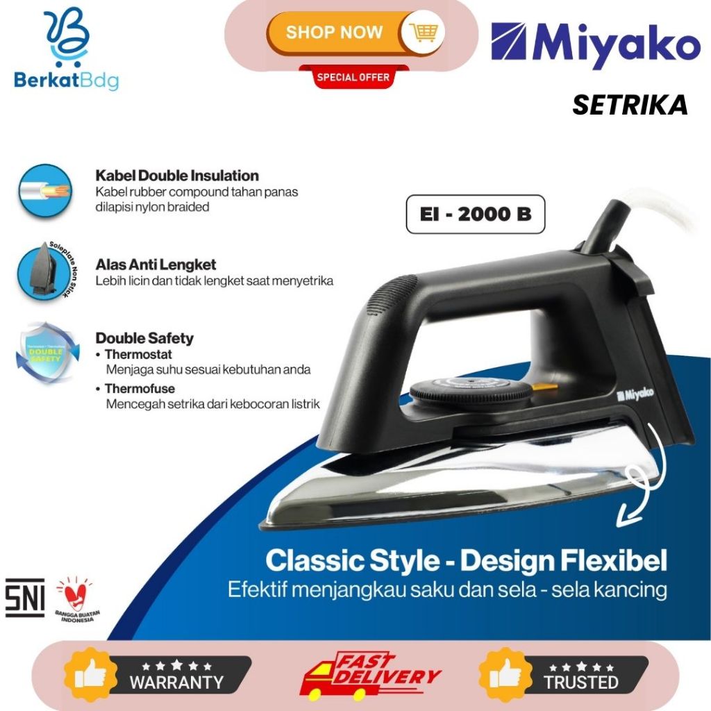 Jual MIYAKO SETRIKA EI 2000 B 395WATT BLACK SERIES | Shopee Indonesia