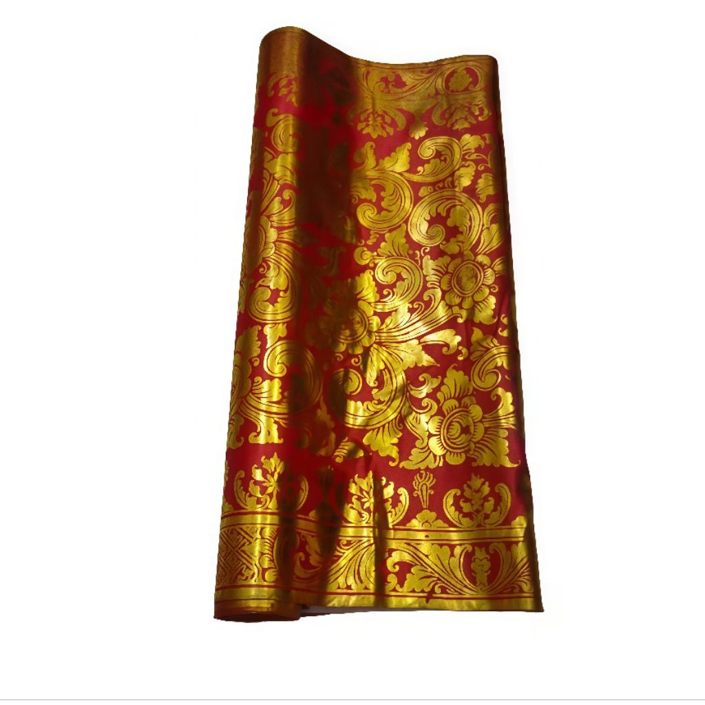 Jual Kain Prada Bali Satin Meteran | Kain Prada Emas Motif Bunga ...