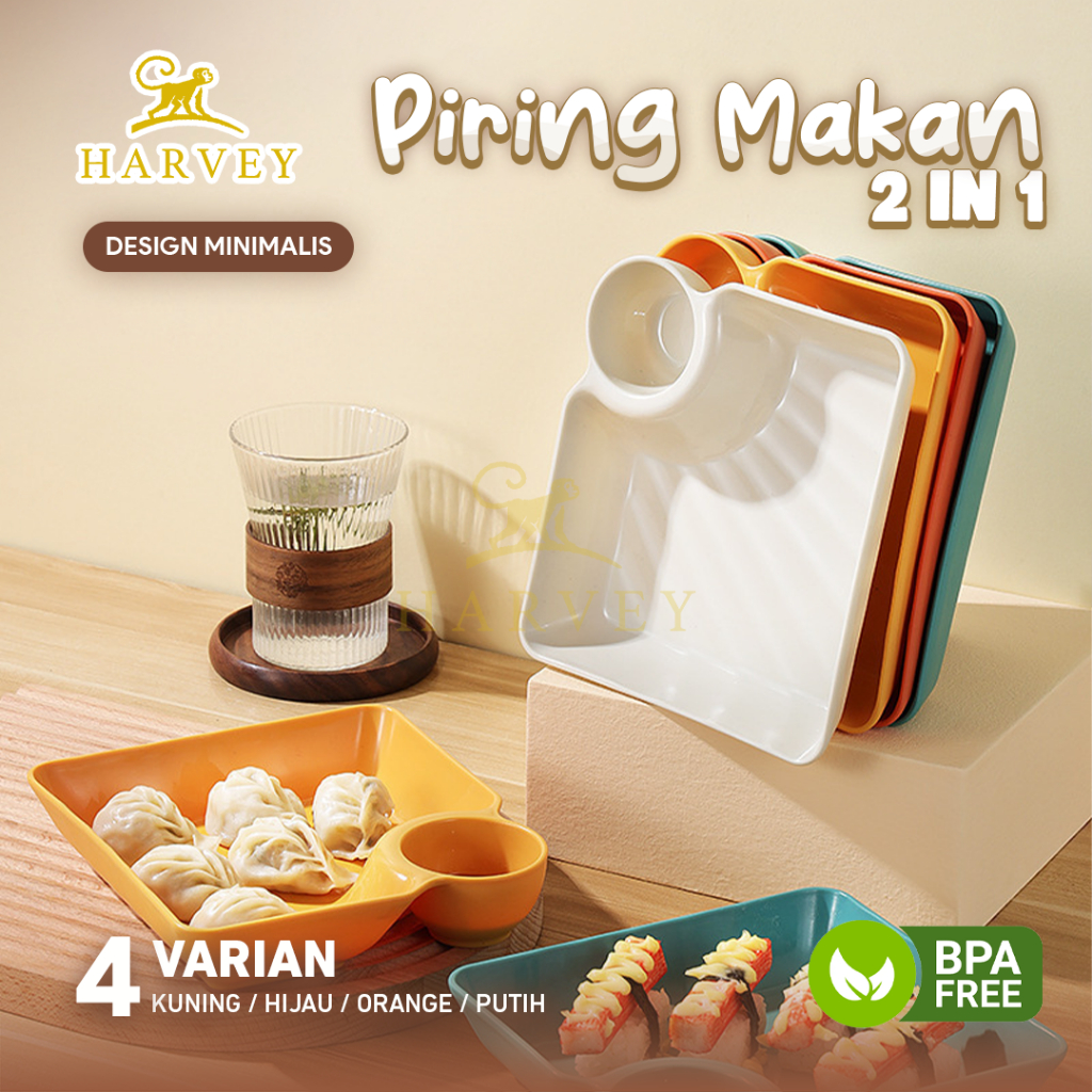 Jual Piring Makan 2 in 1 Tempat Saus Kecap / Piring Makan Souvenir ...