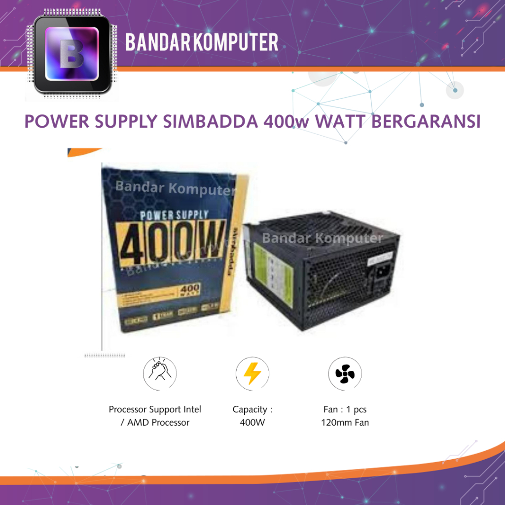 Jual POWER SUPPLY SIMBADDA 400W PSU PC 400WATT BOX PSU KOMPUTER ...
