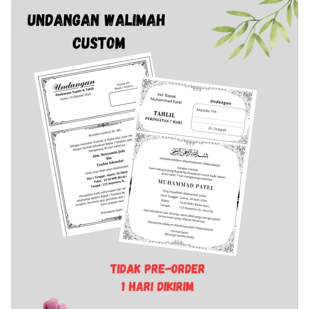 Jual Cetak Undangan Walimah Hitam Putih | Undangan Tasyakuran ...