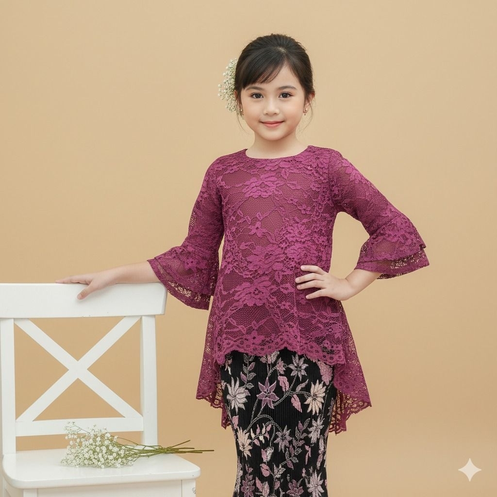 Jual Sircinta Kebaya Brukat Waka Anak Atasan Kebaya Modern Anak bySC ...