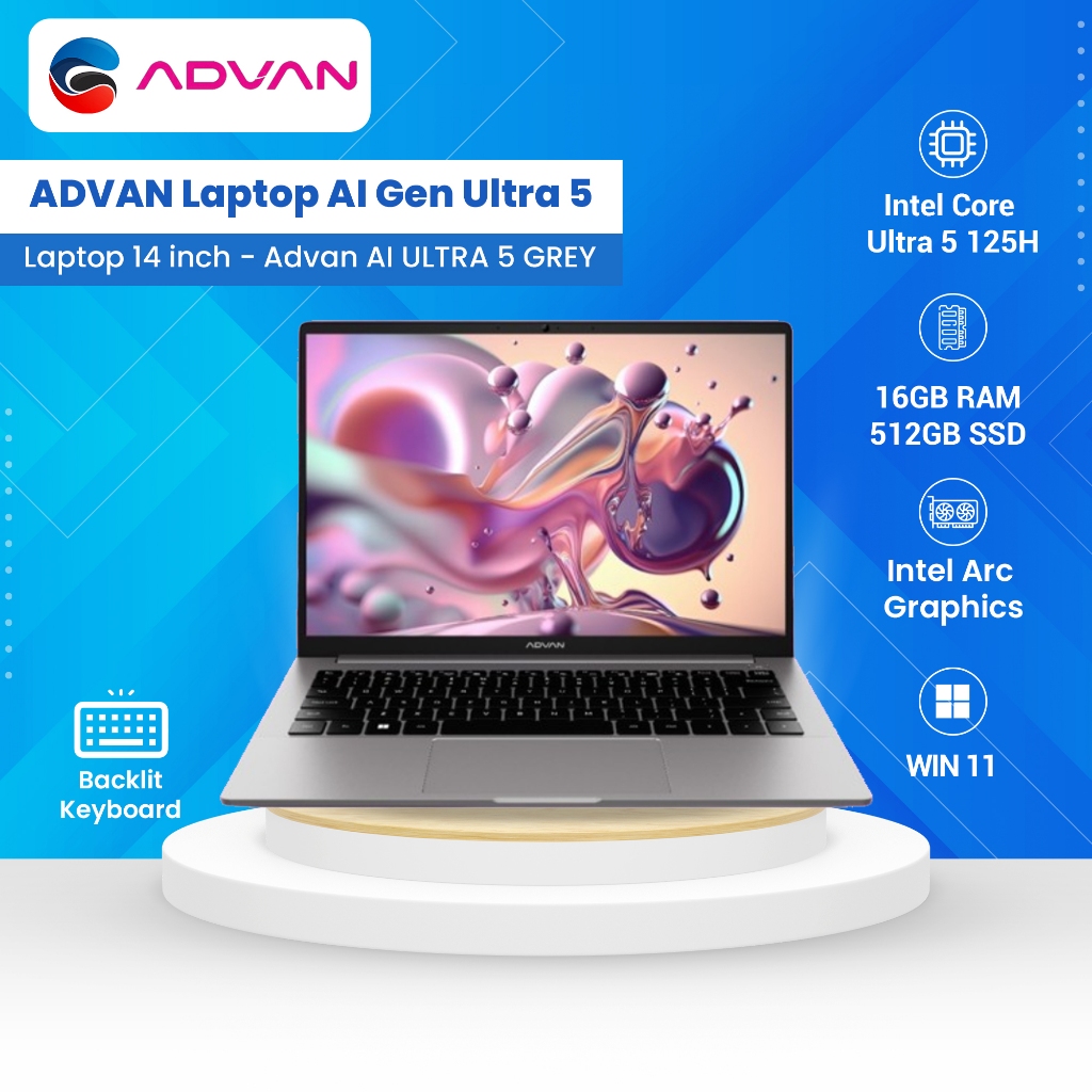 Jual ADVAN Laptop AI Gen Core Ultra 5 125H 512GB SSD 16GB RAM Arc ...