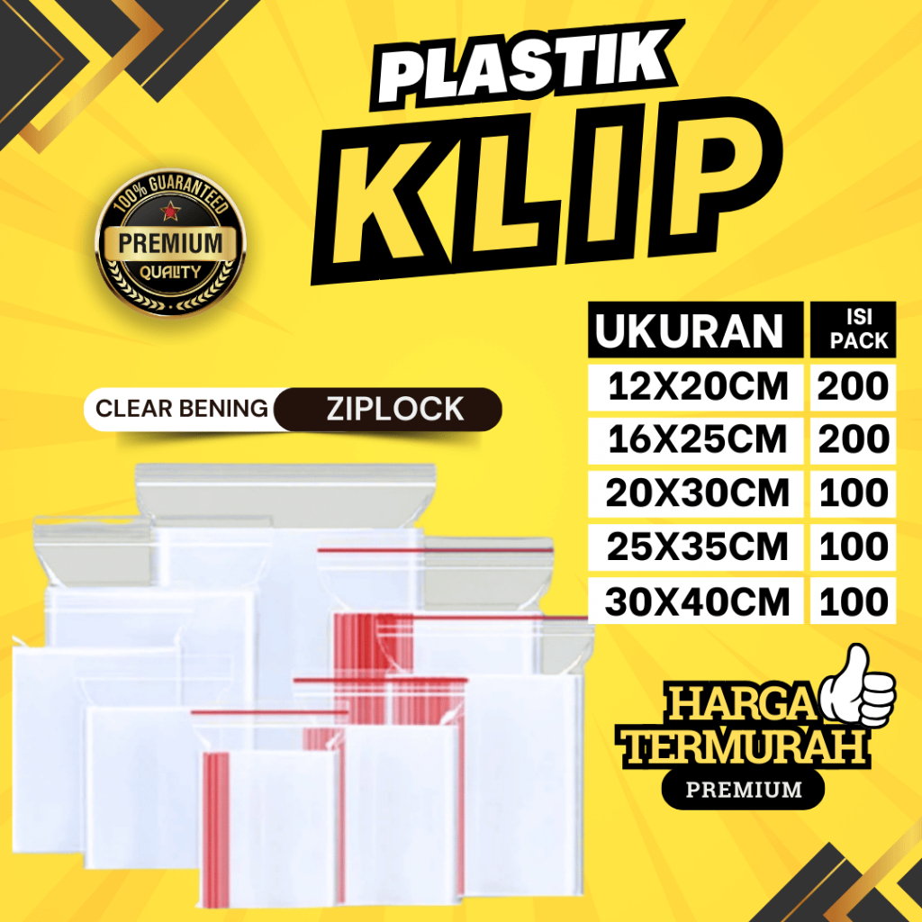 Jual Plastik Klip/zipper bag/Zip Lock Plastik Bening Plastik Packing ...