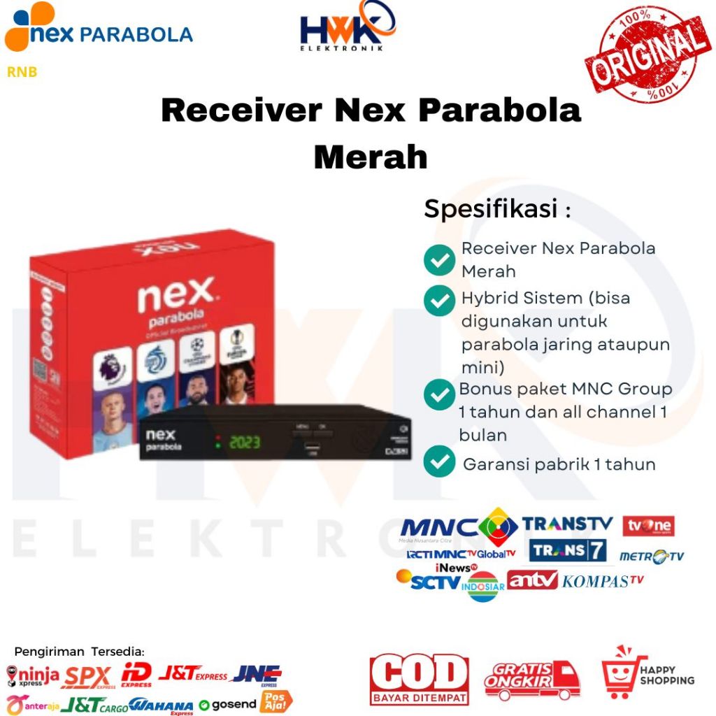 Jual (BISA COD) Receiver Nex Parabola Biru/Merah/Kuning Gratis channel ...