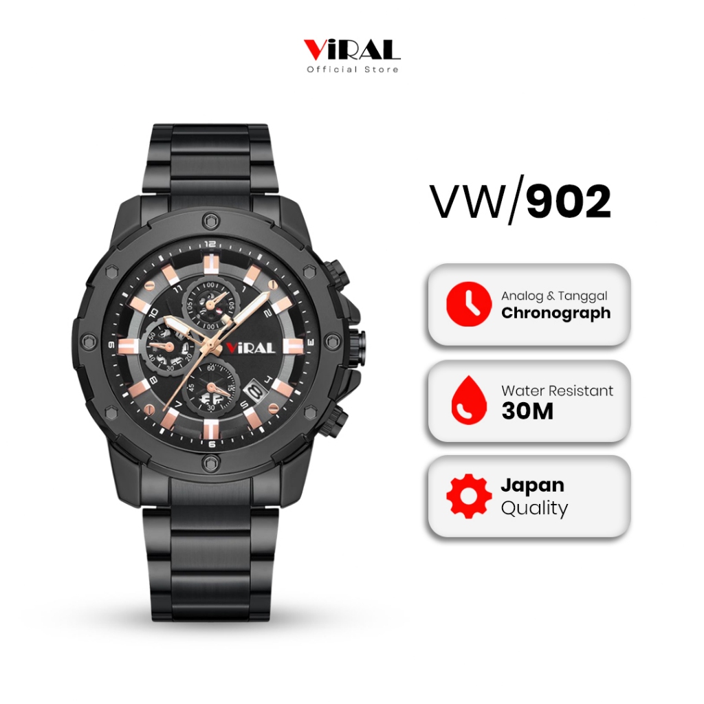 Jual ViRAL Watch - Jam Tangan Pria Chronograph Japan Quality 902 Anti ...