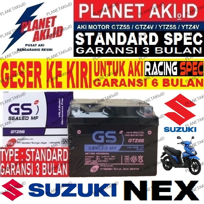 Jual Aki Motor Suzuki Nex Aki Kering Accu Kering MF GTZ5S | Shopee ...