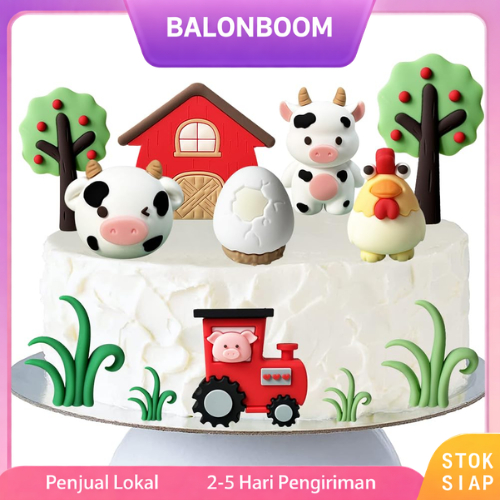 Jual Topper Kue Ulang Tahun Tema Peternakan 3D Farm Animals Cake Topper ...
