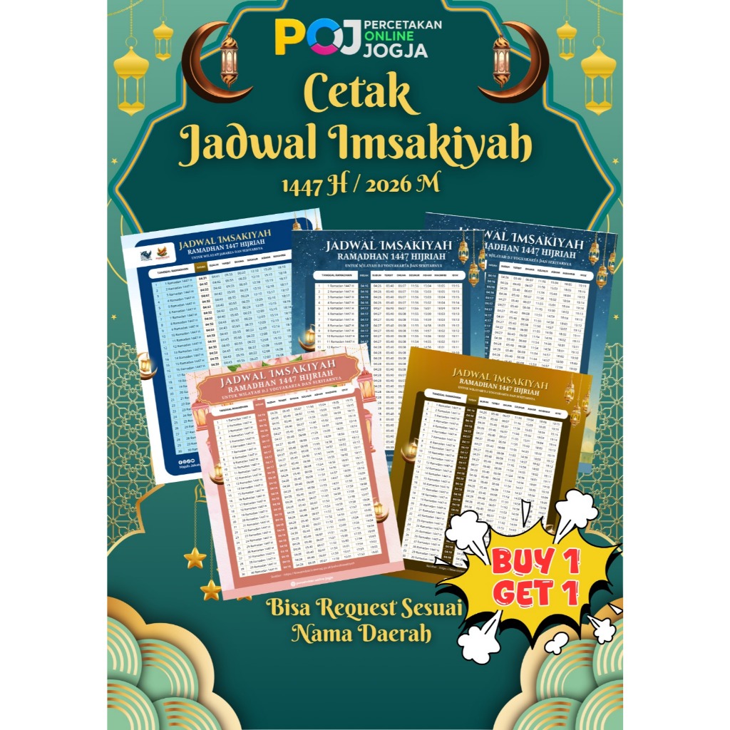 Jual Jadwal Imsakiyah Ramadhan 1447 H /2026 M Custome Nama Daerah ...
