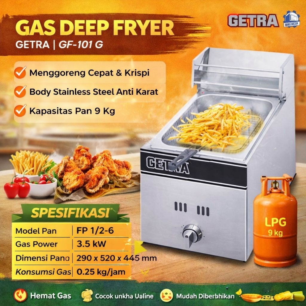 Jual GETRA GF101G gas deep fryer mesin penggoreng gas GETRA GF 101 G ...