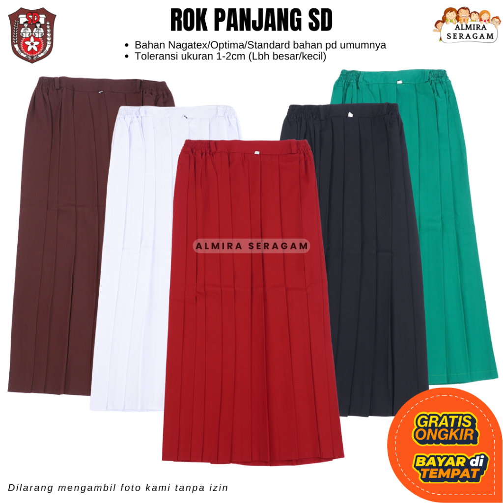 Jual ROK PANJANG Sekolah SD Rok Rempel Anak Perempuan Almira Seragam ...