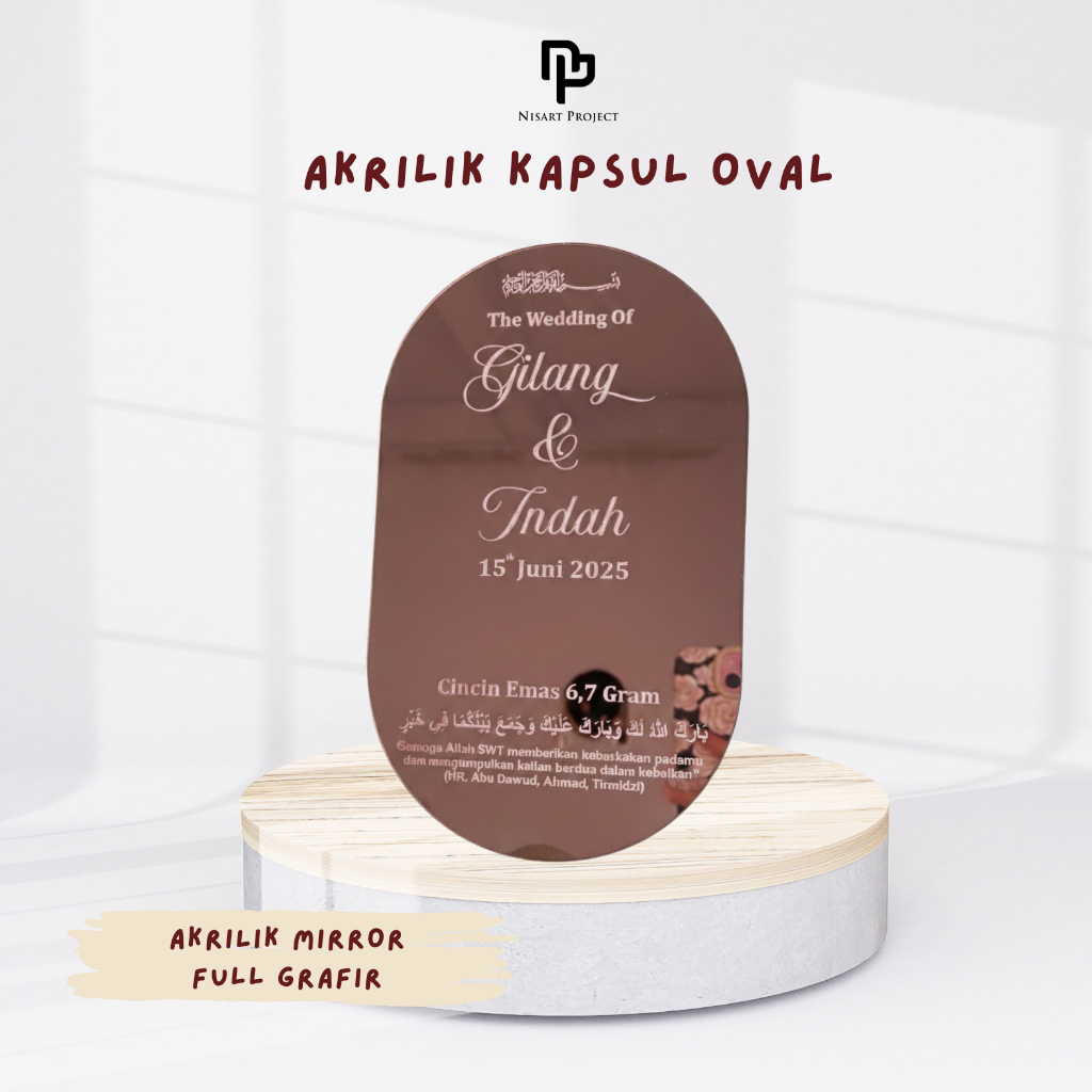 Jual Akrilik Kapsul Oval Akrilik Mirror Full Grafir Dekorasi Mahar ...