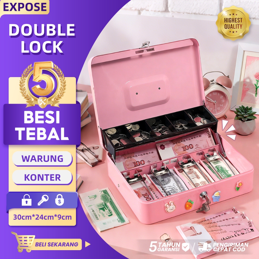 Jual Brankas Kotak Uang Cash Box Portable Brangkas Money Box Safety ...