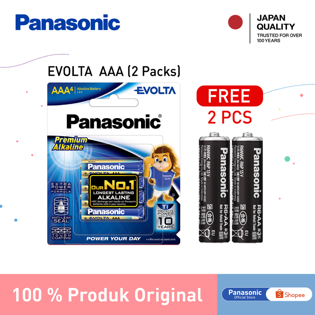 Jual Panasonic Baterai AAA Evolta Premium Alkaline 4Pcs Battery Size A3 ...