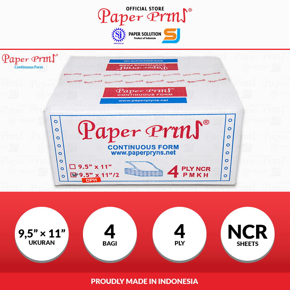 Jual Paperpryns Kertas Continuous Form 4PLY NCR DPH 9,5/2 x 11/2 (Bagi ...