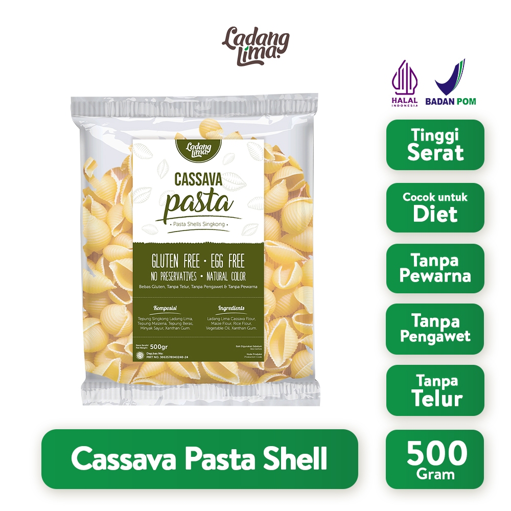 Jual Pasta Shell 500gr - Ladang Lima Cassava Pasta Gluten Free With ...