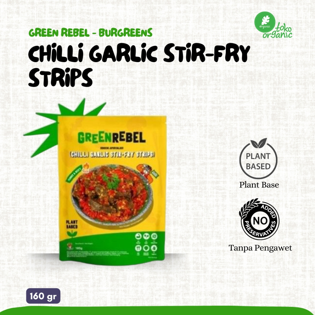 Jual Green Rebel Chilli Garlic Stir-fry Strips (160gr) | Dendeng Balado ...