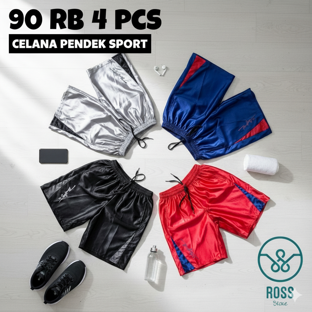 Jual PROMO 4 PCS Celana Pendek Pria Sport Kolor Basket Training Bahan ...