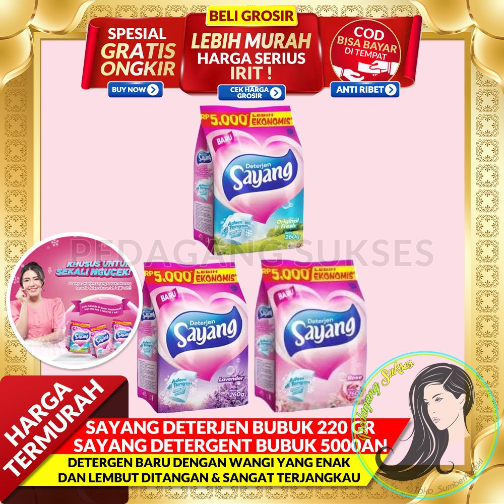 Jual SAYANG Deterjen Bubuk 220 gr / SAYANG Detergent Bubuk 5000 ...