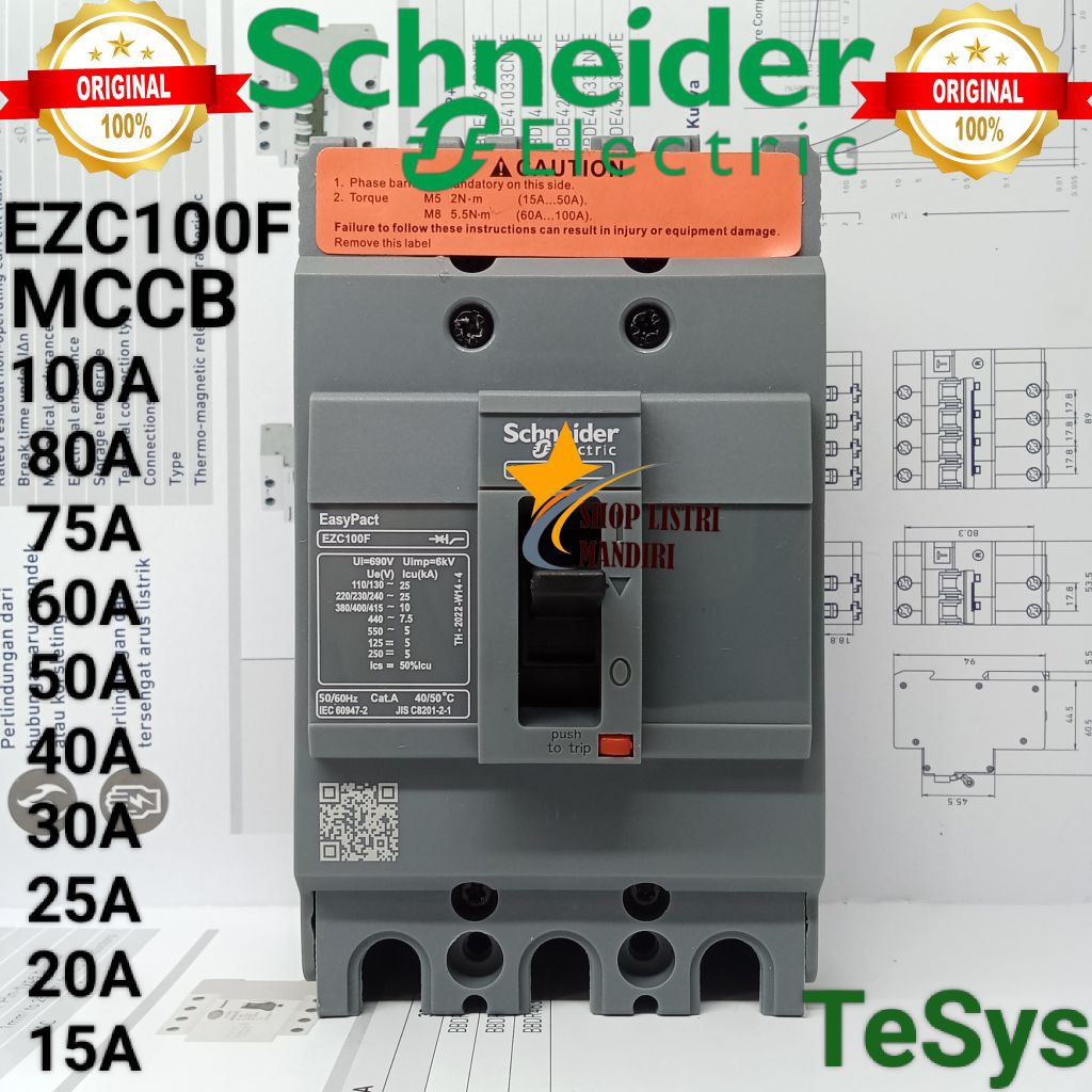 Jual mccb 3p 40a EZC100F3040 EZC 100F 3040 breaker 3phase 40ampere ...