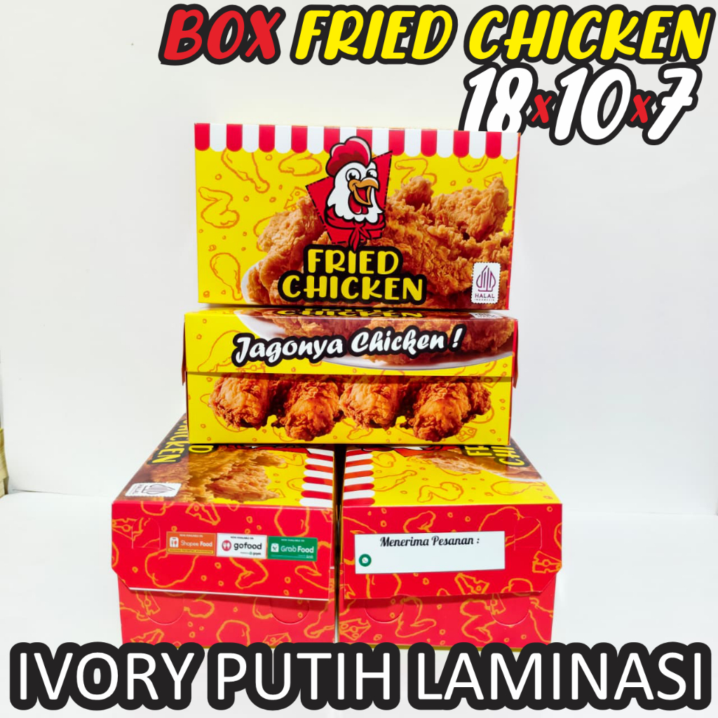 Jual isi 100pcs BOX MOTIF KFC FULLCOLOR IVORY LAMINASI 18X10x7 - BOX ...