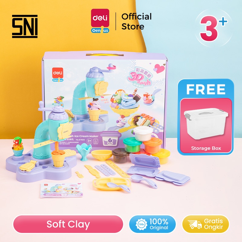 Jual Deli Genius Mainan Playdough Set A Dough Es Krim Anak / Cetakan ...