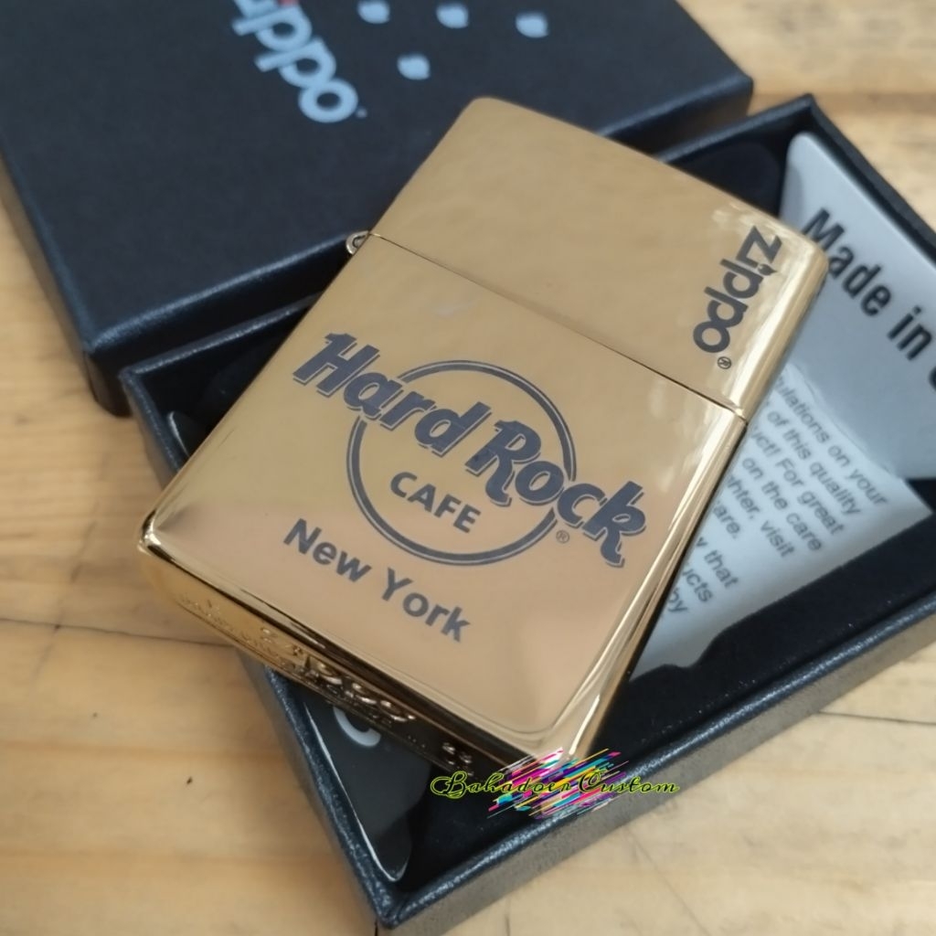 Jual KOREK API ZIPPO GOLD CHROME CUSTOM GRAFIR HARD ROCK CAFE NEW YORK ...