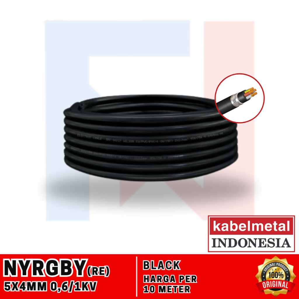 Jual KABEL NYRGBY (Cu/PVC/SWA/PVC) 5x4 mm 0,6/1kV Solid (RE) KABEL ...