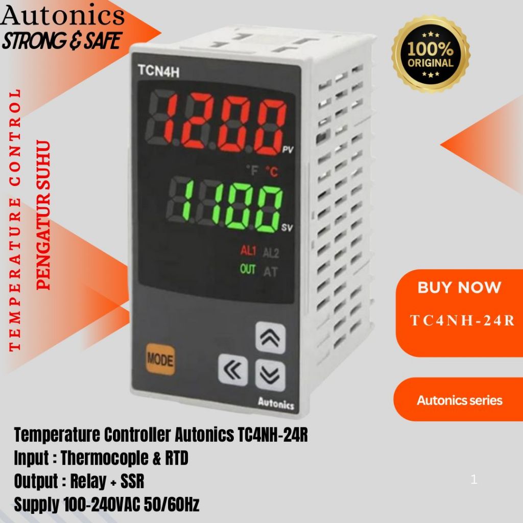 Jual Autonics Temperature Controller TCN4H-24R dengan Display LED 4 ...