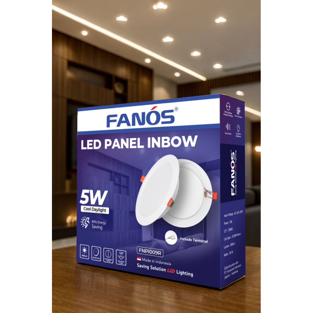 Jual Lampu LED Panel Inbow 5W Fanos | Cahaya Putih / Kuning | Hemat ...
