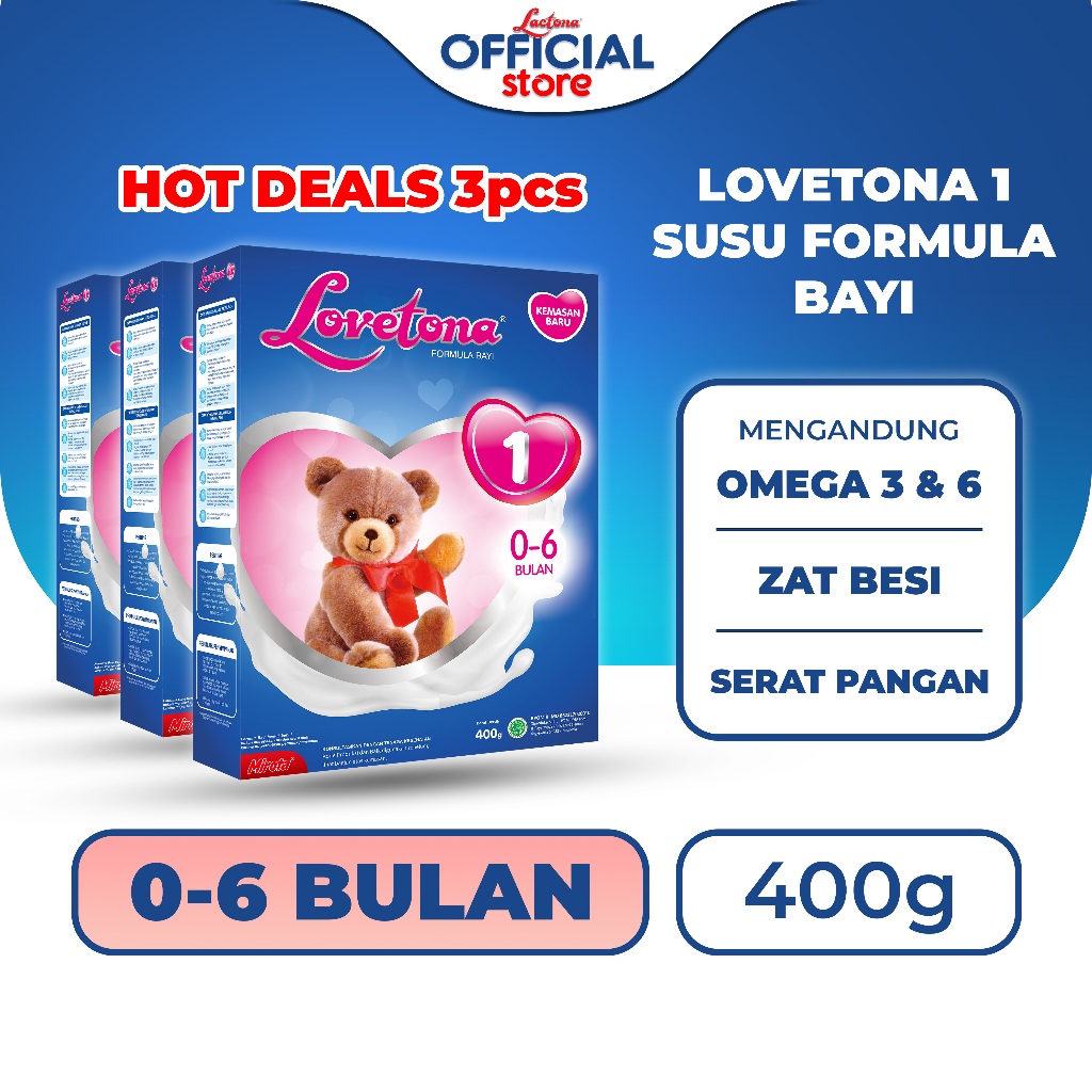 Jual PAKET LOVETONA 1 Susu Formula Bayi 0 - 6 Bulan 400 Gr X 3 Box ...