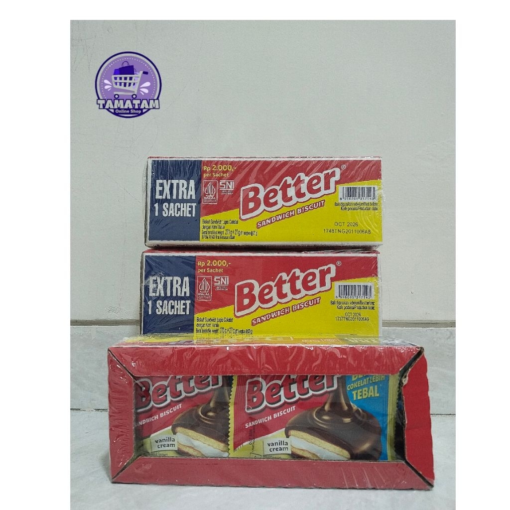 Jual Better Sandwich Coklat Vanila & Caramel 1 Box 10 + 1 Pcs | Shopee ...