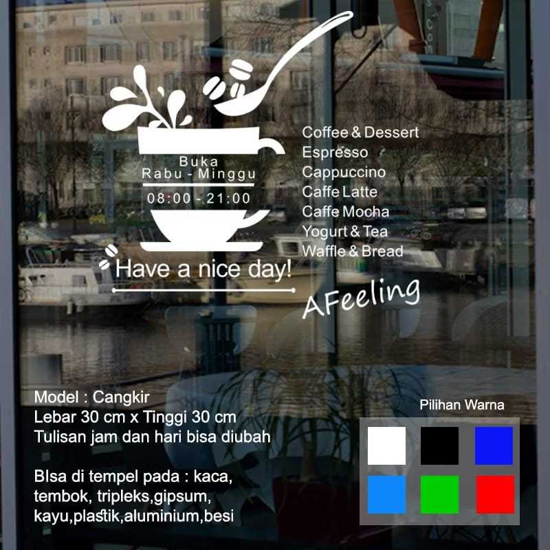 Jual Stiker Kaca Sticker Dinding Cafe Open Hour Jadwal Buka Tutup ...
