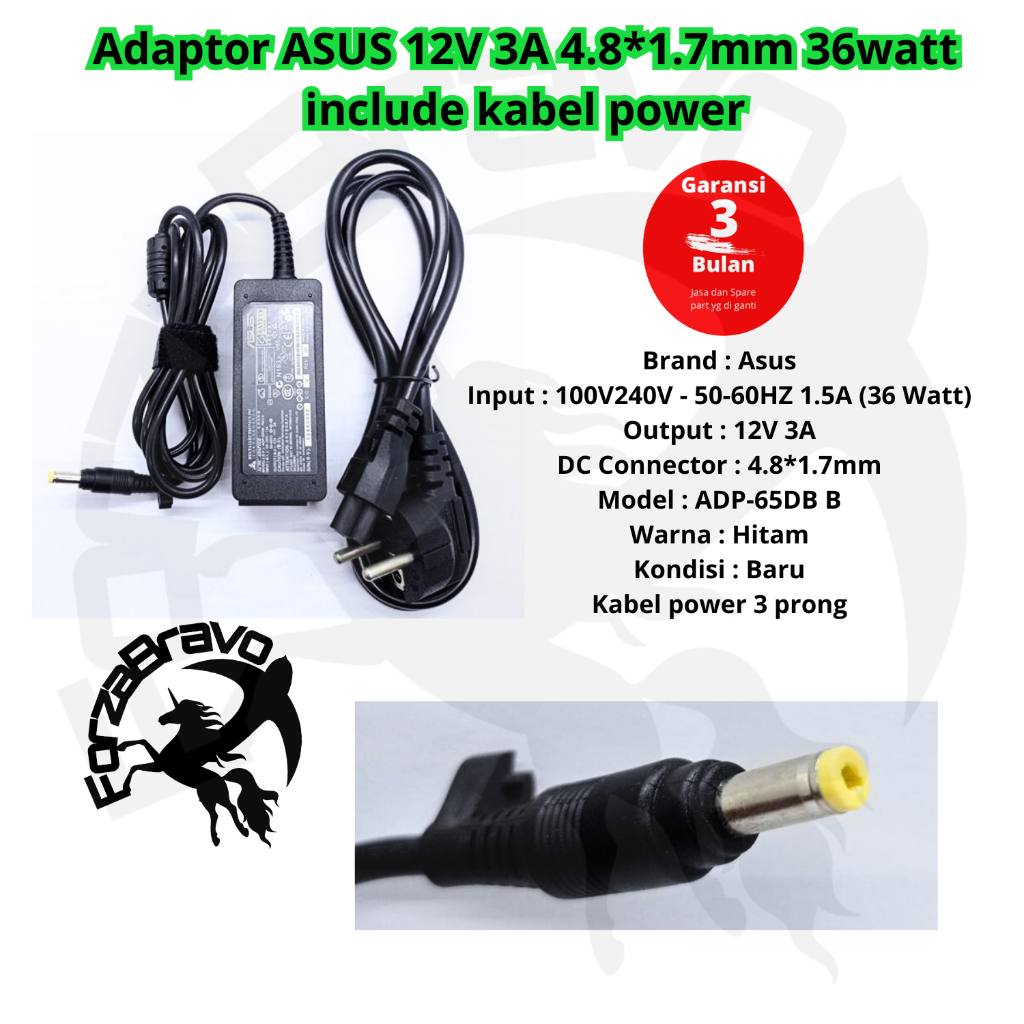 Jual Asus Adaptor Laptop ASUS Eee PC 900 12V 3A 4.8*1.7mm 36W ADP-36EH ...