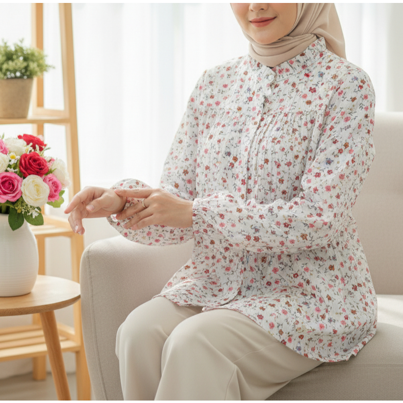 Jual FLOWER BLOUSE KOREAN STYLE / FLORAL BLOUSE MOTIF BUNGA / OLLA ...
