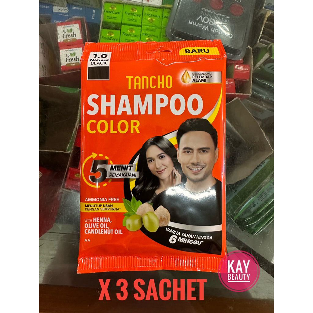 Jual (Reseller Price 3 Sachet) Tancho Cat Rambut Shampoo Sachet Hitam ...