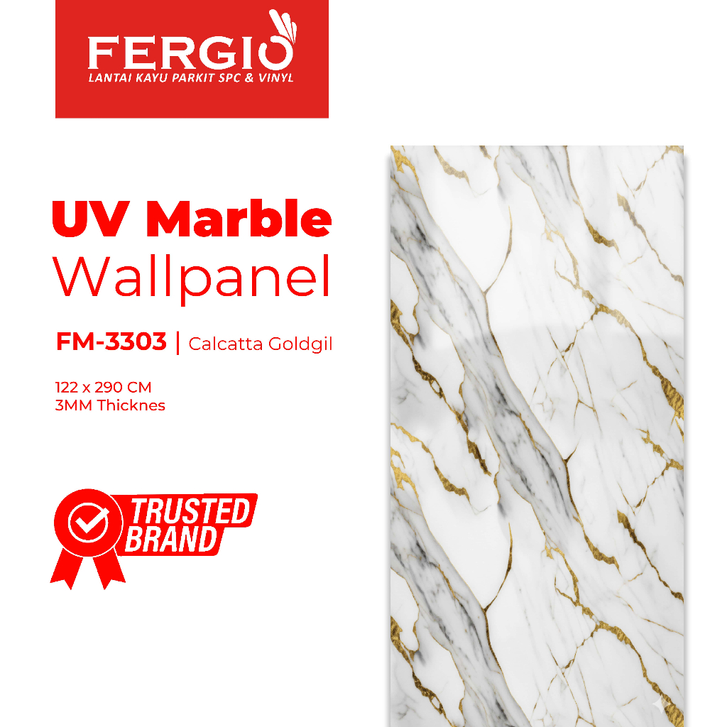 Jual FERGIO UV Marble 2D Wall Panel Stone - FM3303 CALCATTA GOLDGIL ...