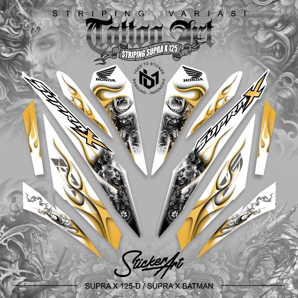 Jual STRIPING VARIASI SUPRA X 125R / MOTIF TATTOO 4 / STIKER SUPRA X ...