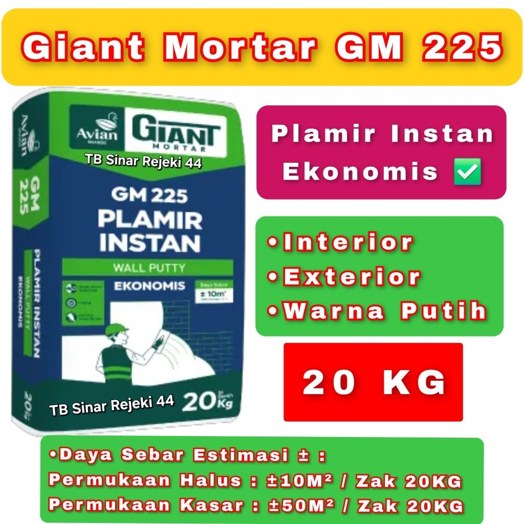 Jual TB Sinar Rejeki 44 — 20 KG GIANT MORTAR GM 225 PLAMIR INSTAN ...