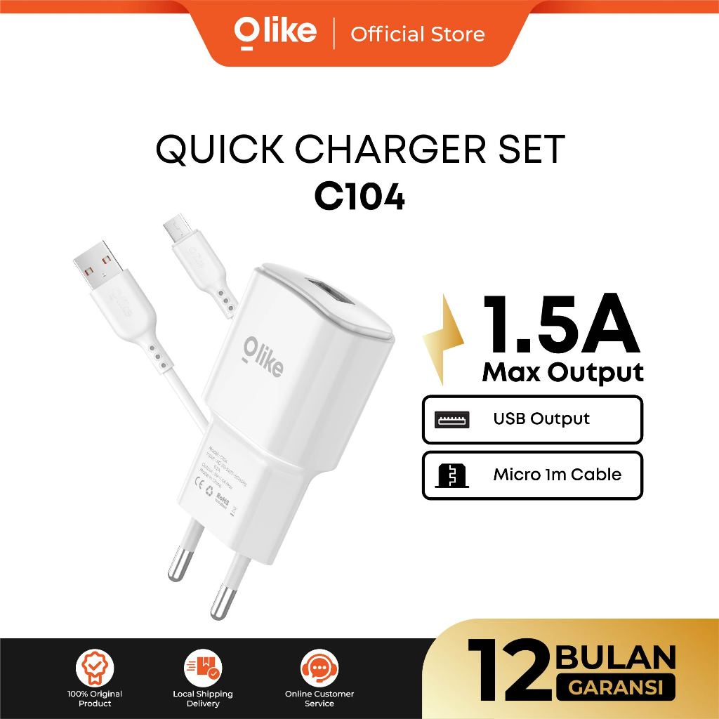 Jual OLIKE Kepala Charger C104 USB Port Casan Adapter Plug Micro USB ...