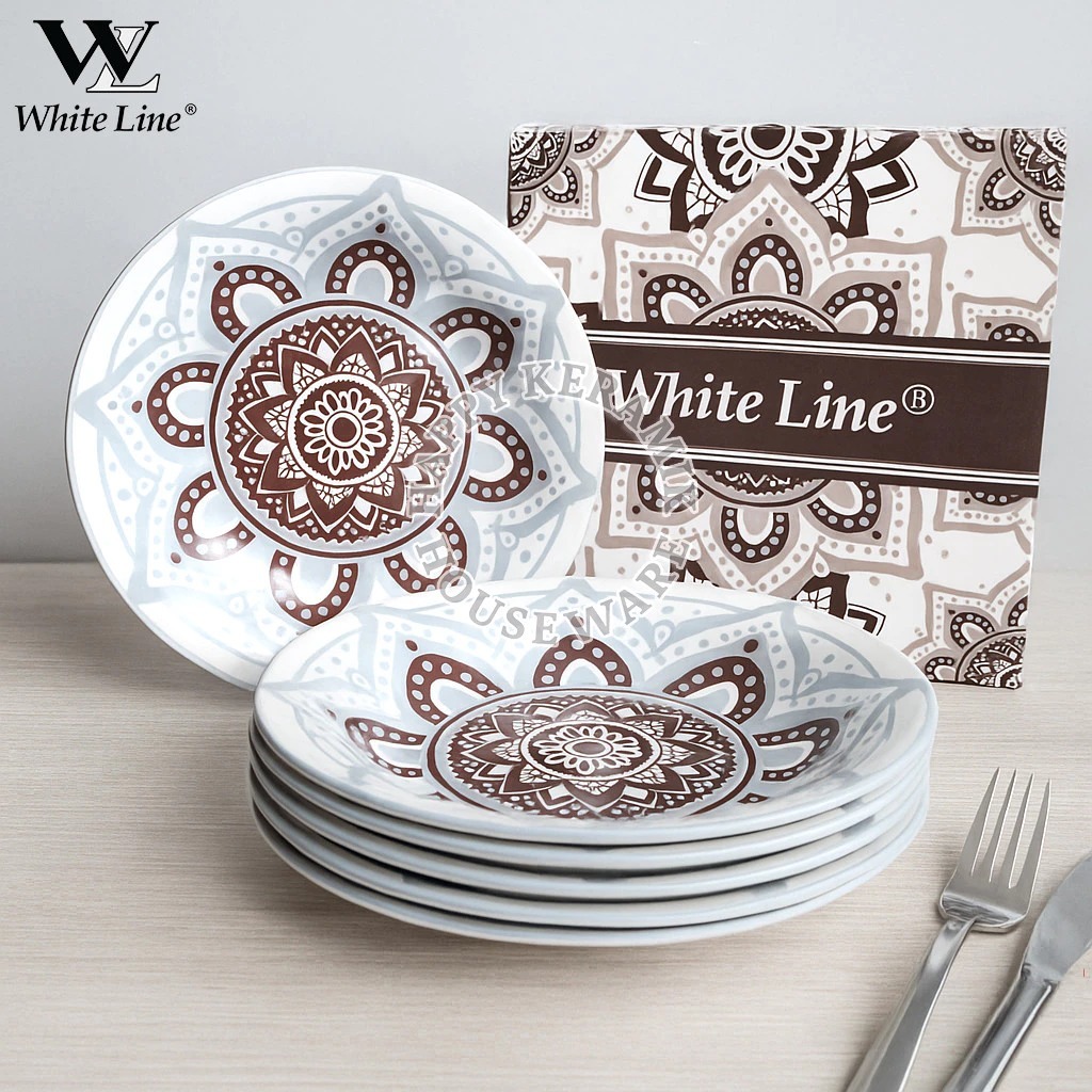 Jual WHITE LINE Piring Makan Keramik Motif Floral Fruit Shape 9.25 ...