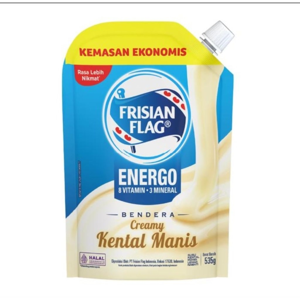 Jual Frisian Flag Kental Manis Pouch 535gr Susu SKM Bendera putih ...