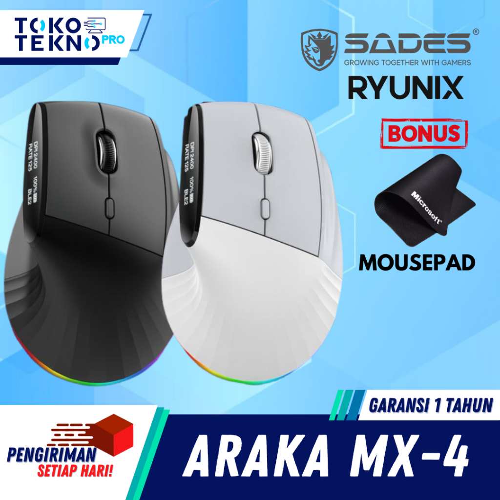 Jual Sades Ryunix Araka MX4 / MX-4 Mouse Office Vertical Ergonomic ...